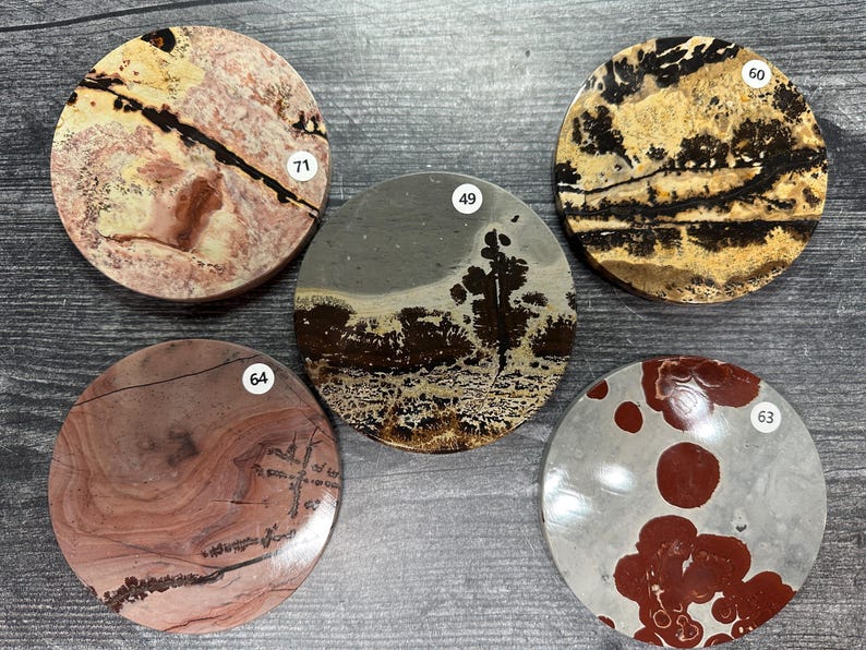 Picture Jasper Coaster Disc Slab (natural Crystal) - Etsy