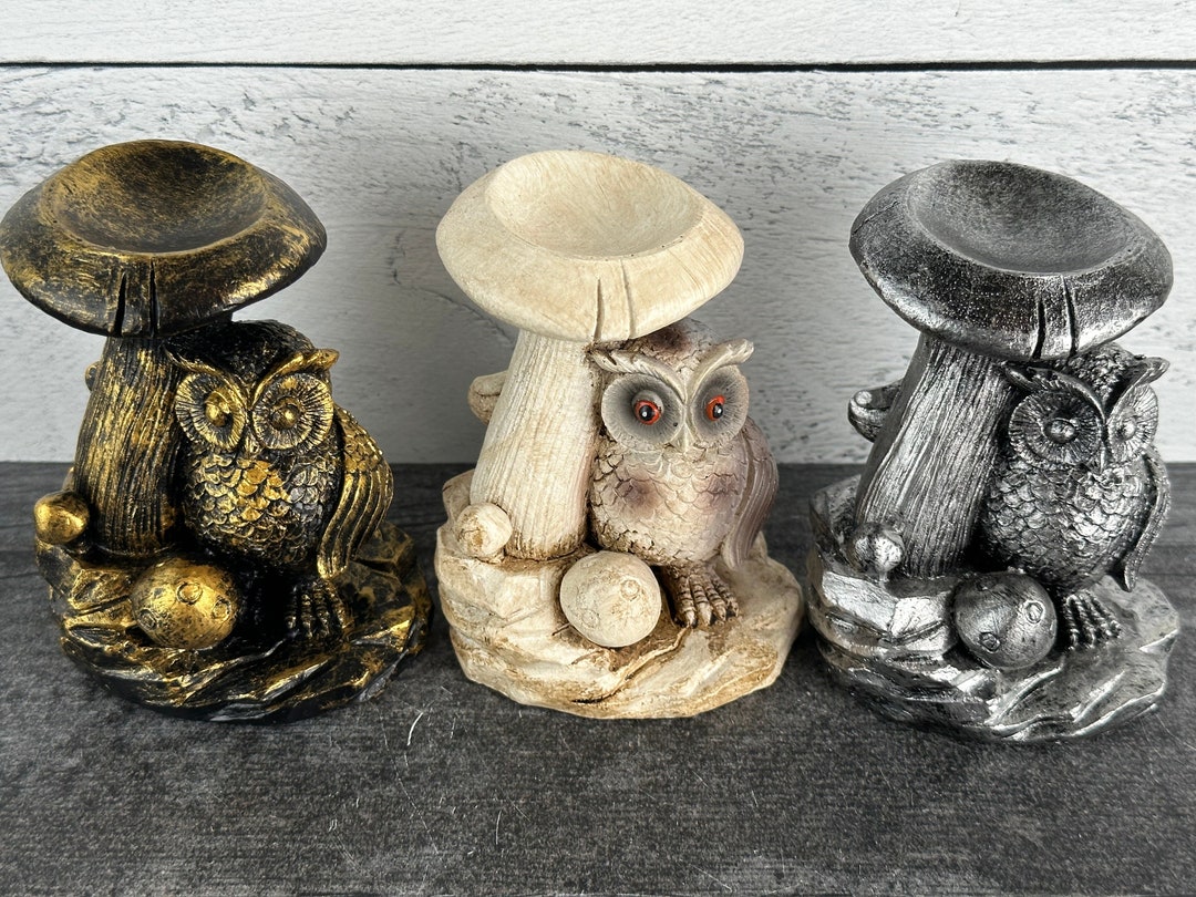 Owl With Mushroom Crystal Sphere Stand - Etsy