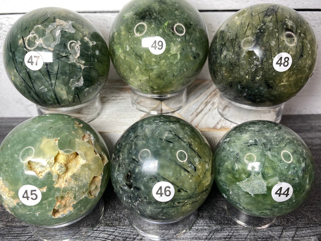 Green Prehnite Sphere natural Crystal - Etsy