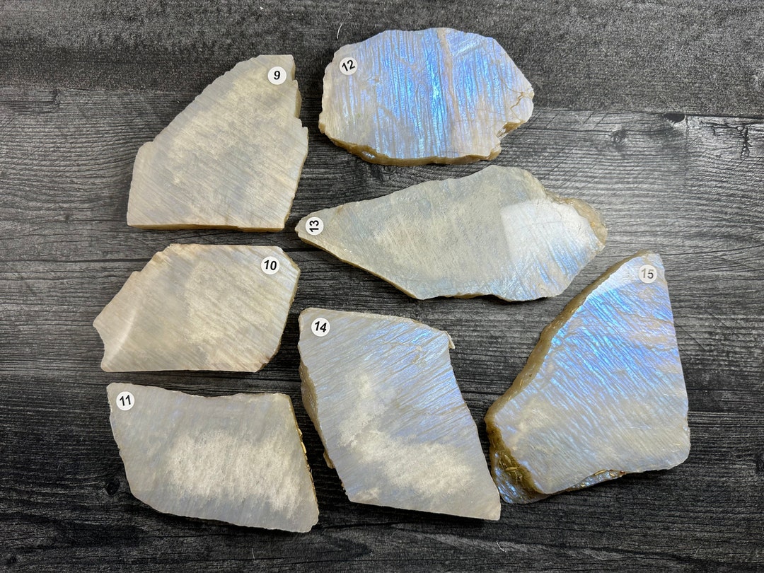 Grey Moonstone With Blue Flash Slab natural Crystal - Etsy