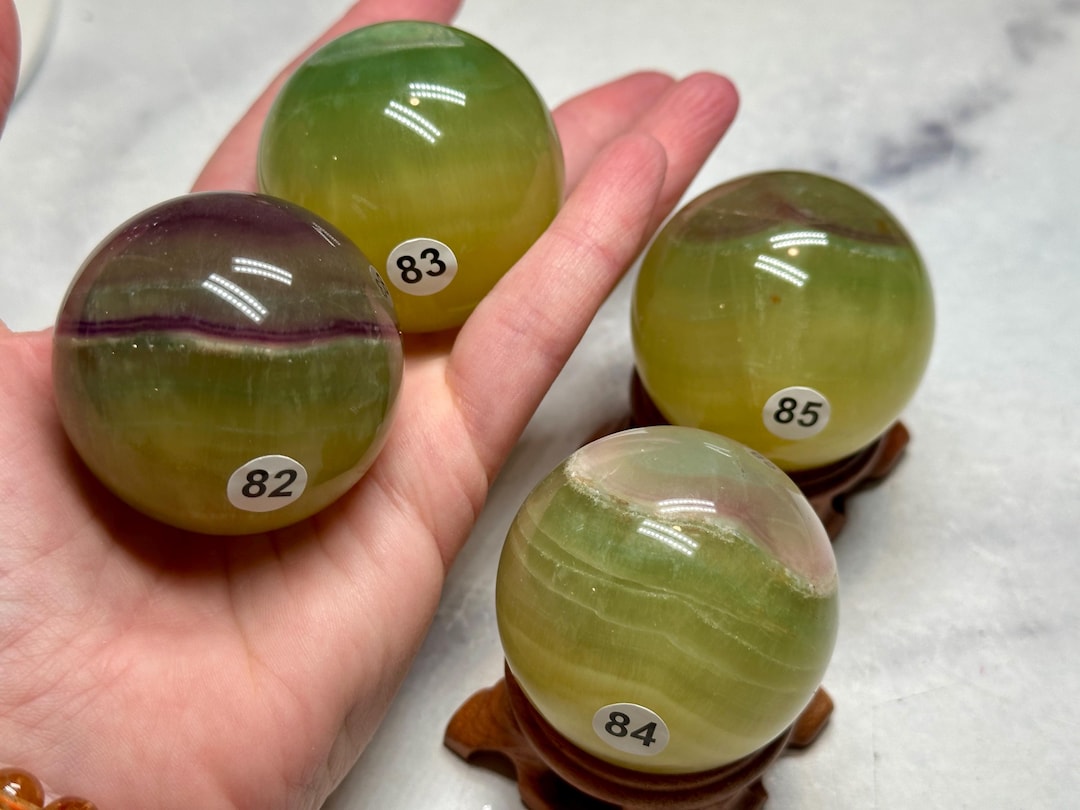 Mango Fluorite Sphere & Stand (natural Crystal) You Select - Etsy