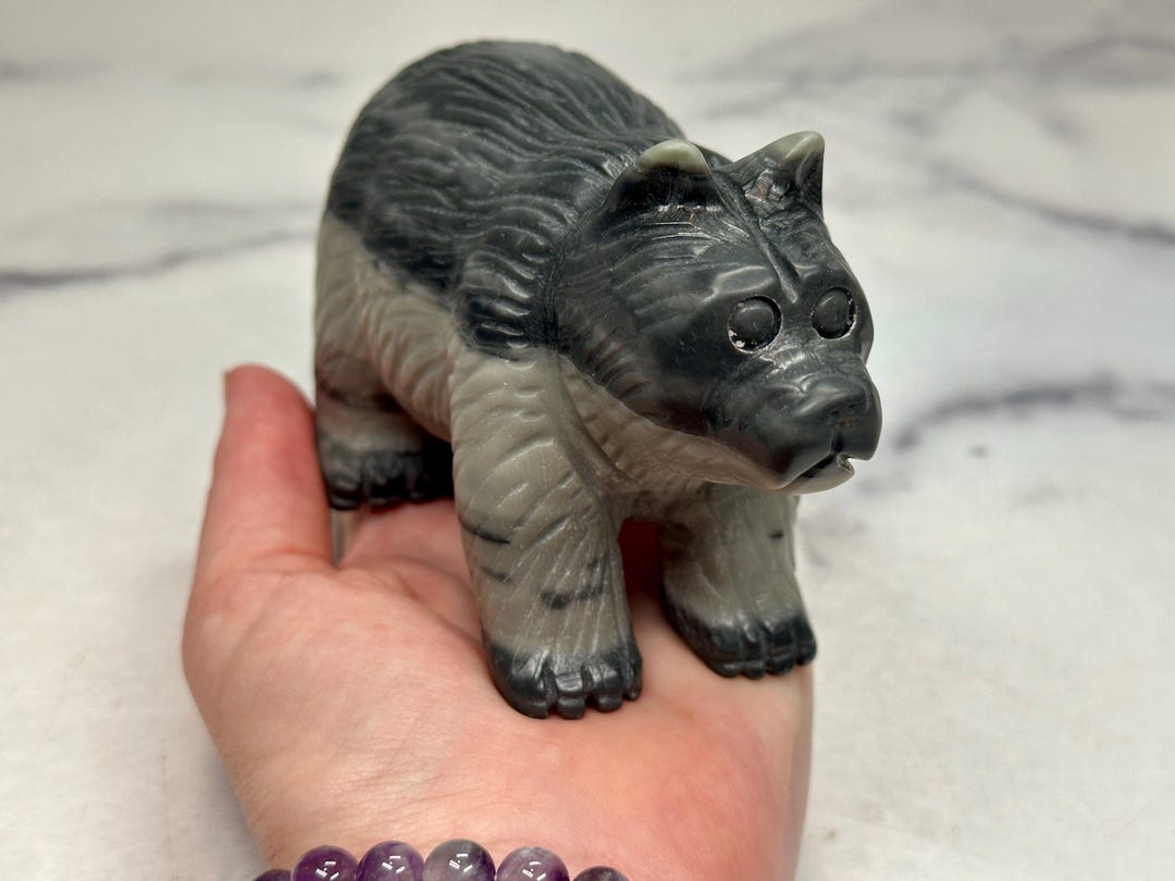 Taiji Jade Grizzly Bear 4.7” Large Carved Animal (natural Crystal) #37 ...