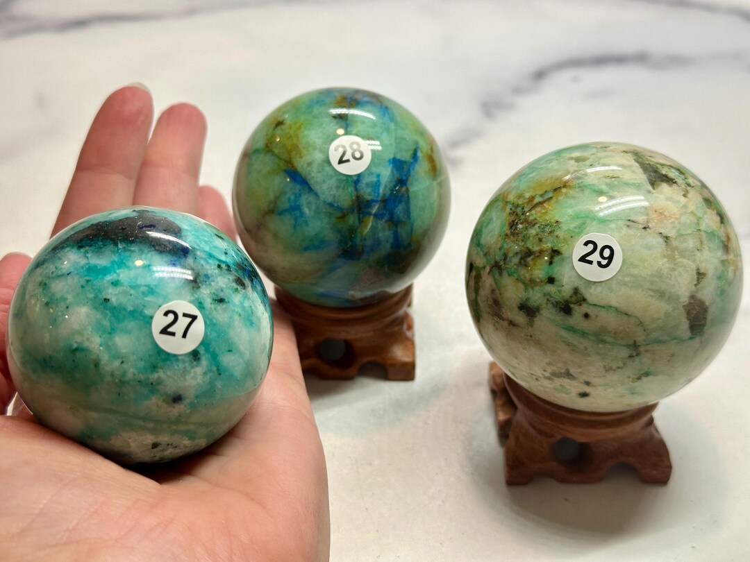 Chrysocolla Phoenix Sphere and Stand (natural Crystal) You Select - Etsy