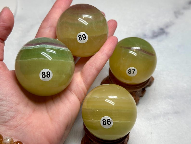 Mango Fluorite Sphere & Stand (natural Crystal) You Select - Etsy