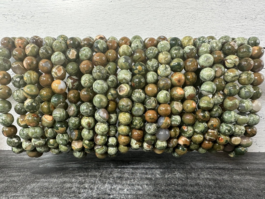 Rhyolite (rainforest Jasper) Bracelet (8mm) Natural Crystal - Etsy