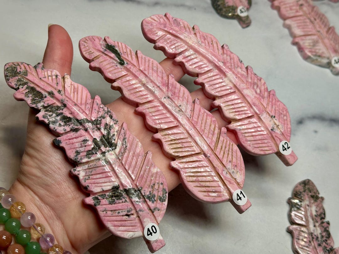 Peruvian Rhodonite Rare Feather Carved (natural Crystal) You Select - Etsy