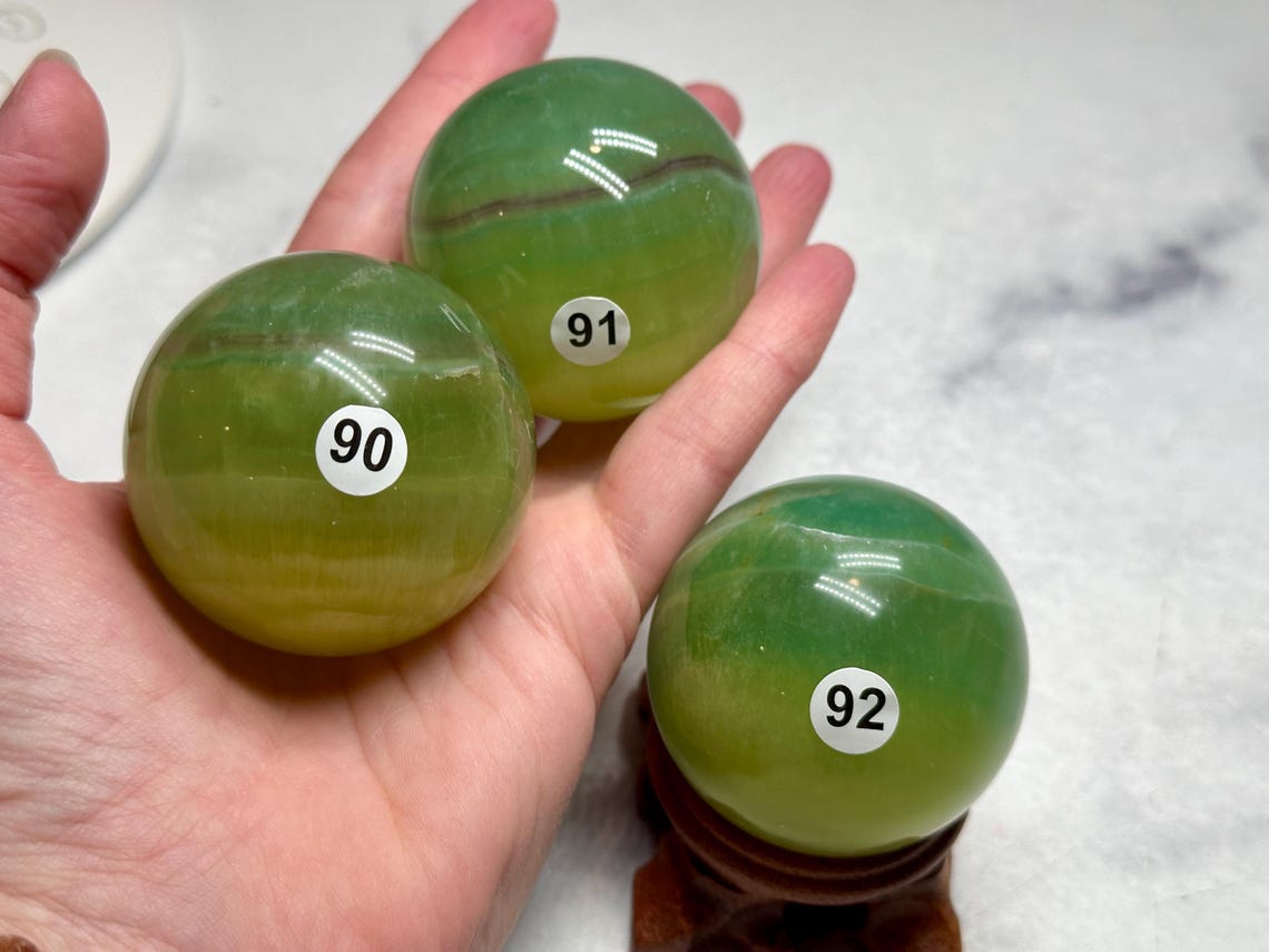 Mango Fluorite Sphere & Stand (natural Crystal) You Select - Etsy