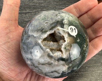 Moss Agate Sphere Stand Included Crystal Sphere, Crystal Ball, Crystal ...