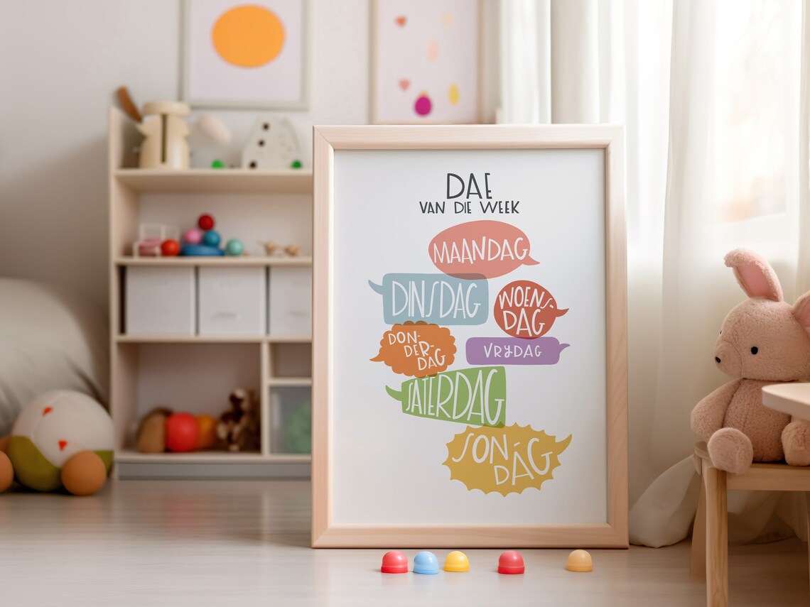 Educational Poster Afrikaans Kids Wall Art Teaching Print South Africa ...