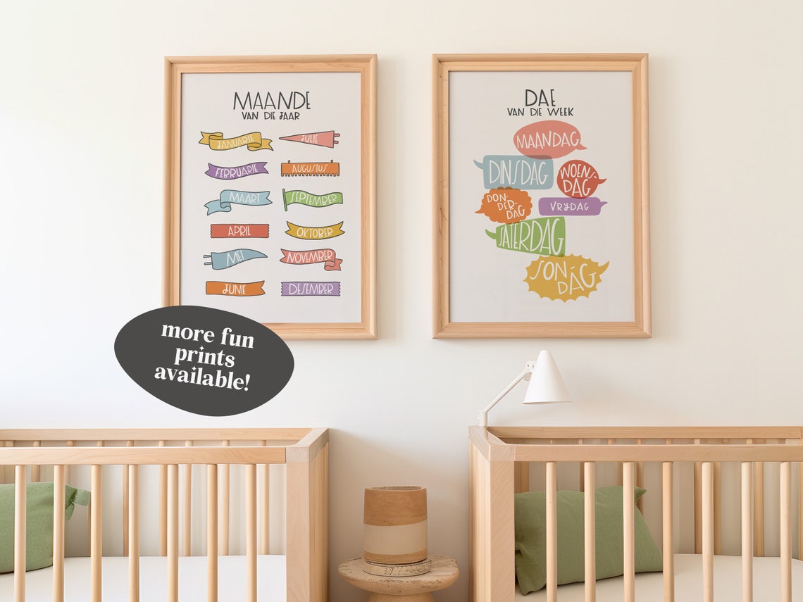 Educational Poster Afrikaans Kids Wall Art Teaching Print South Africa ...