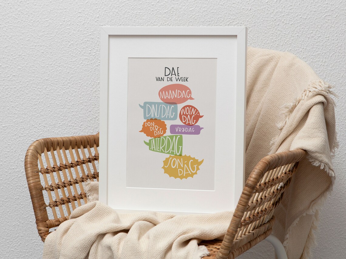 Educational Poster Afrikaans Kids Wall Art Teaching Print South Africa ...