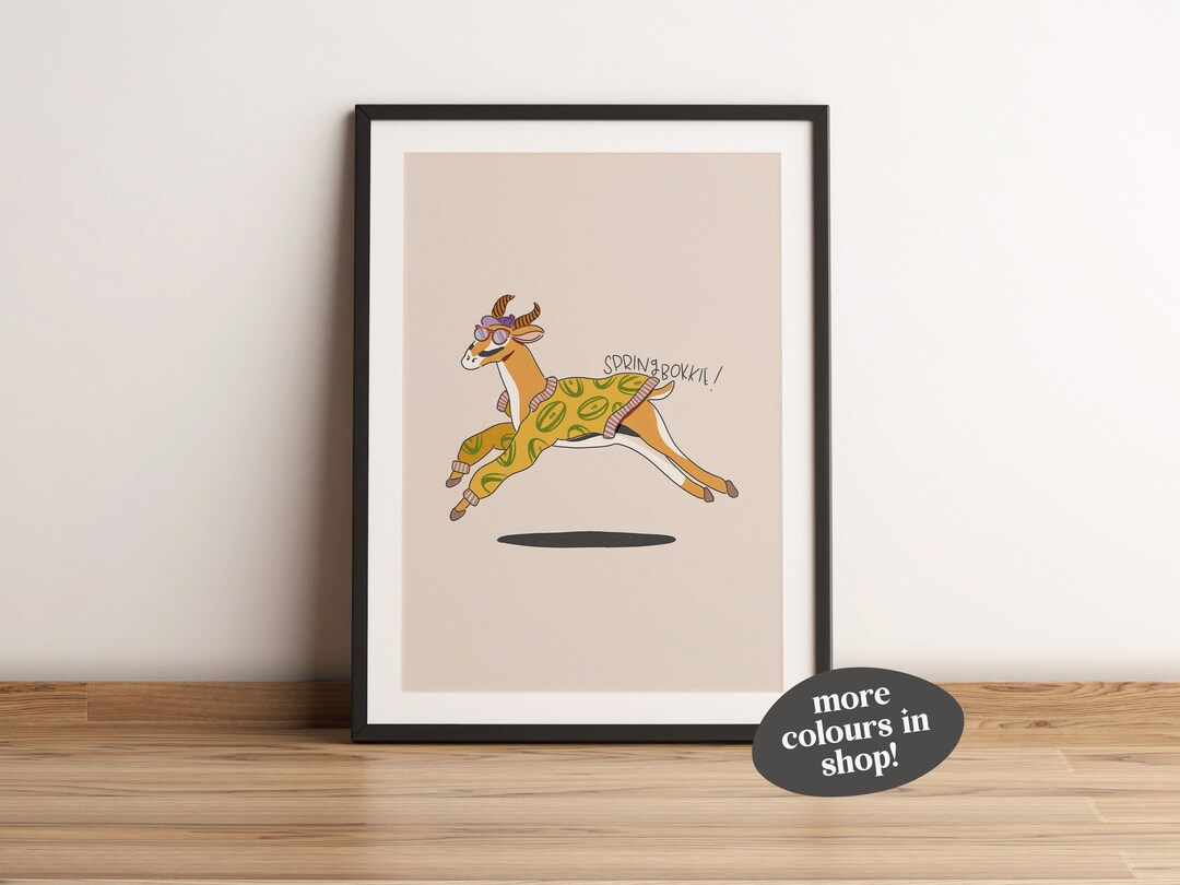 Art Afrikaans Kids Print Springbok Illustration Kids Room Afrikaans ...