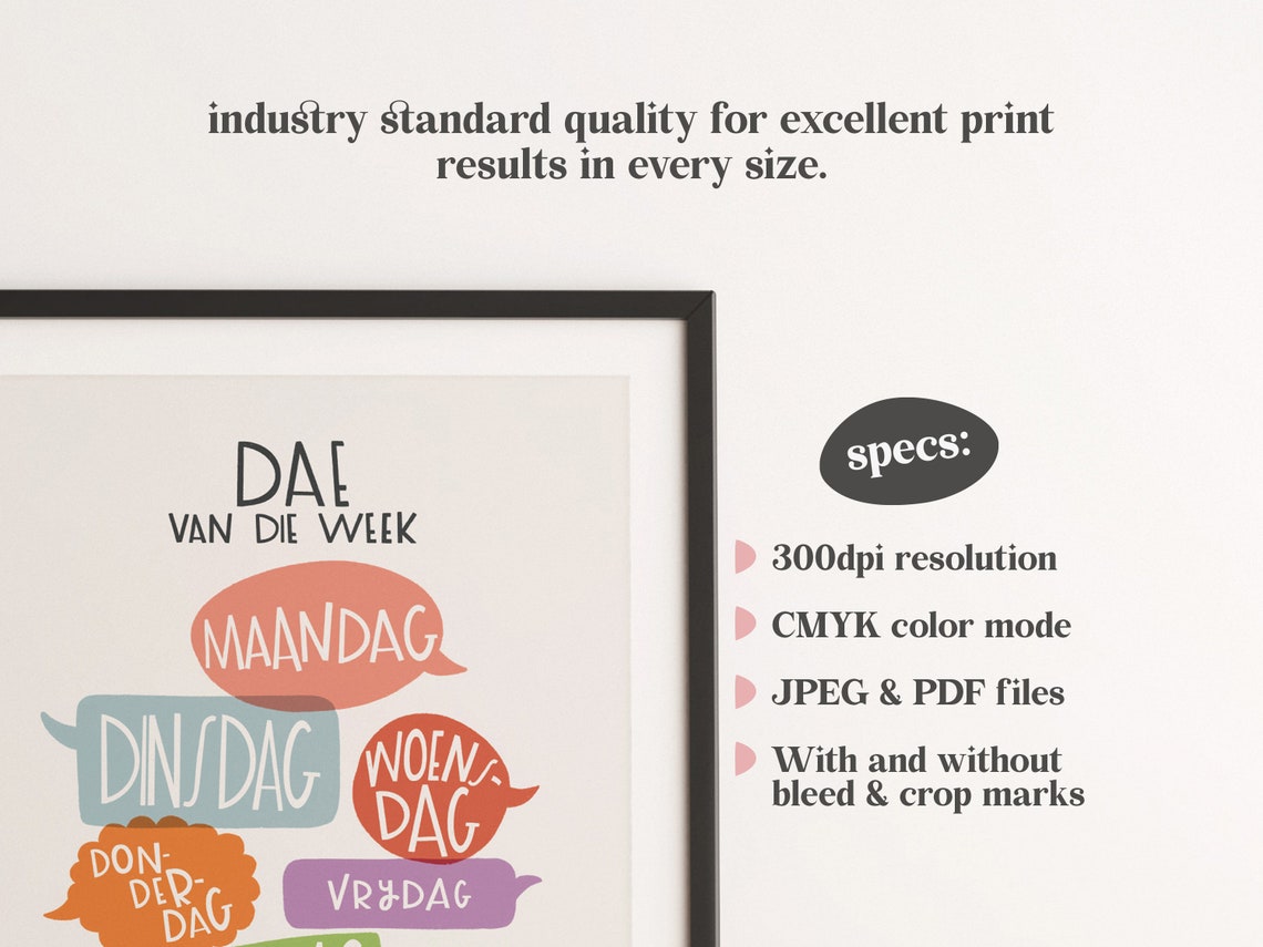 Educational Poster Afrikaans Kids Wall Art Teaching Print South Africa ...