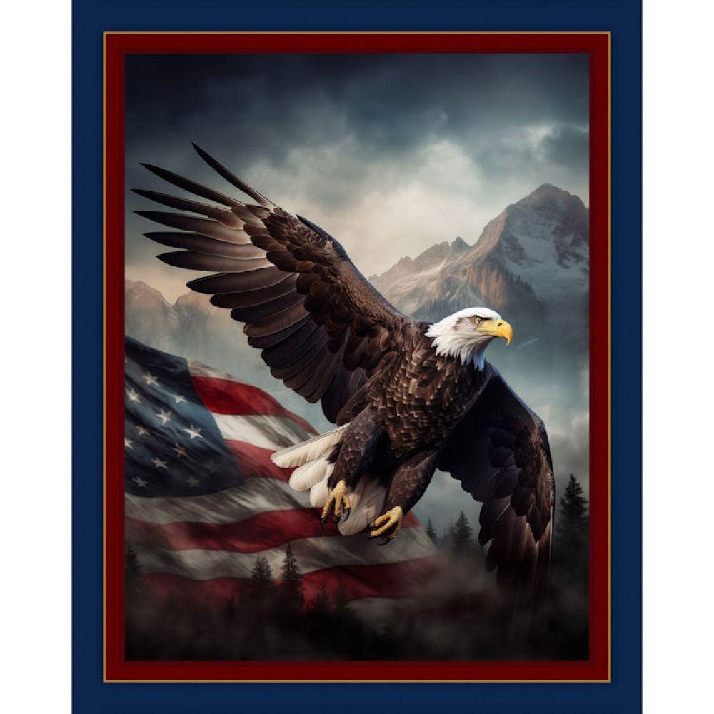 Soaring the Flag Quilt Panel: Bald Eagle, American Flag, Patriotic - Etsy