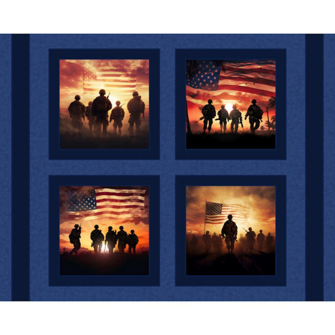 American Soldiers Fabric Panel: Patriotic Quilt Pillow Squares - Etsy