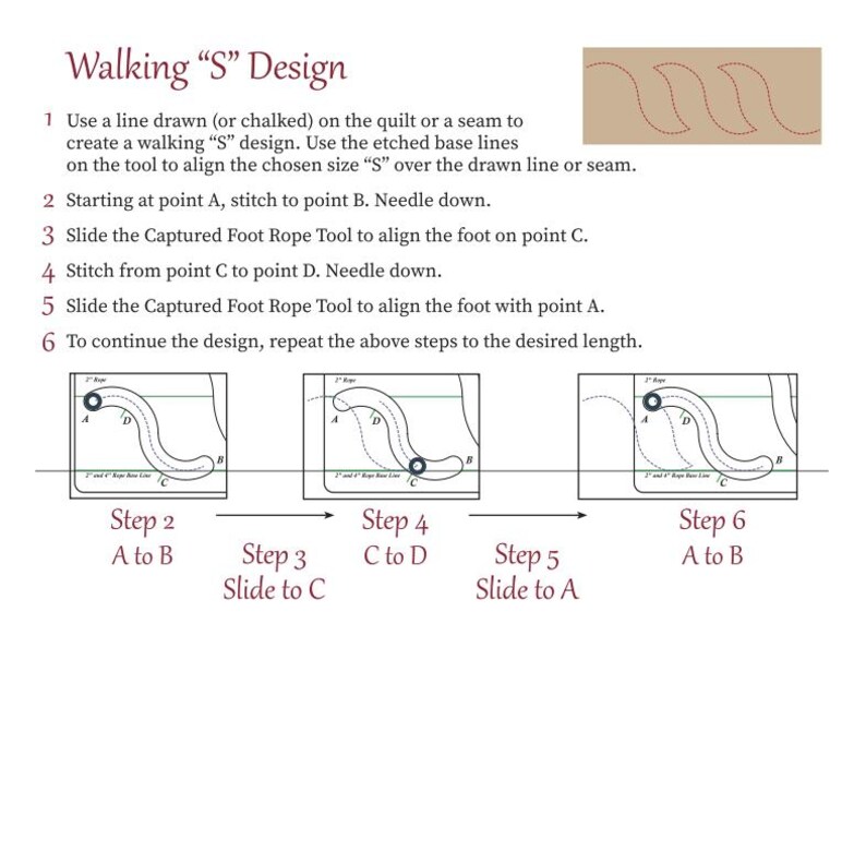 Captured Foot Rope Quilting Template: 4-size Rope Design Tool - Etsy