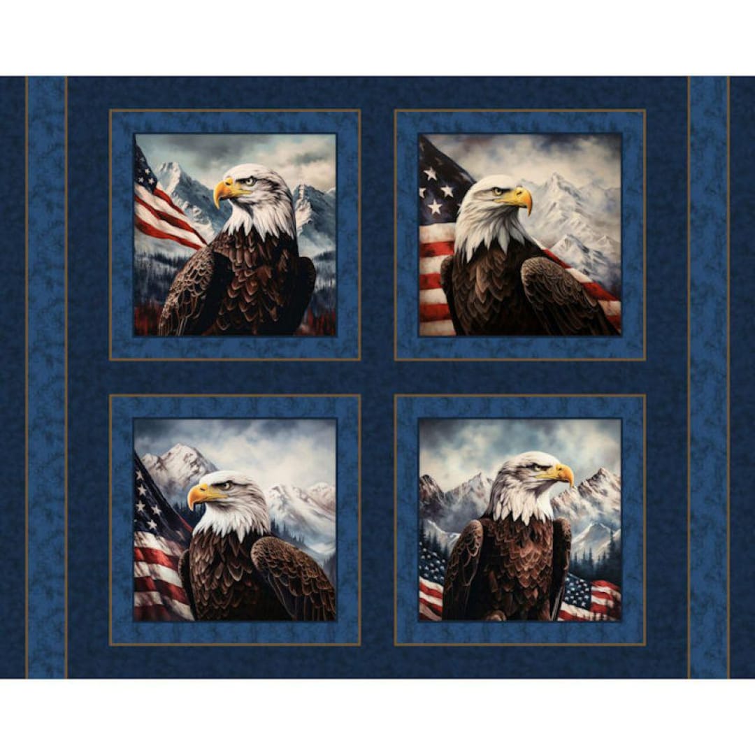 Bald Eagle Fabric Panel | America's Protector | Pillow Quilt Fabric - Etsy