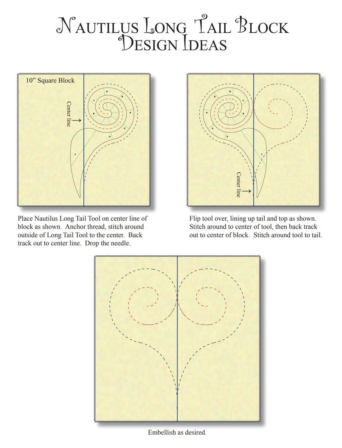 Nautilus Long Tail Quilting Template: Spiral Vine Border Tool - Etsy