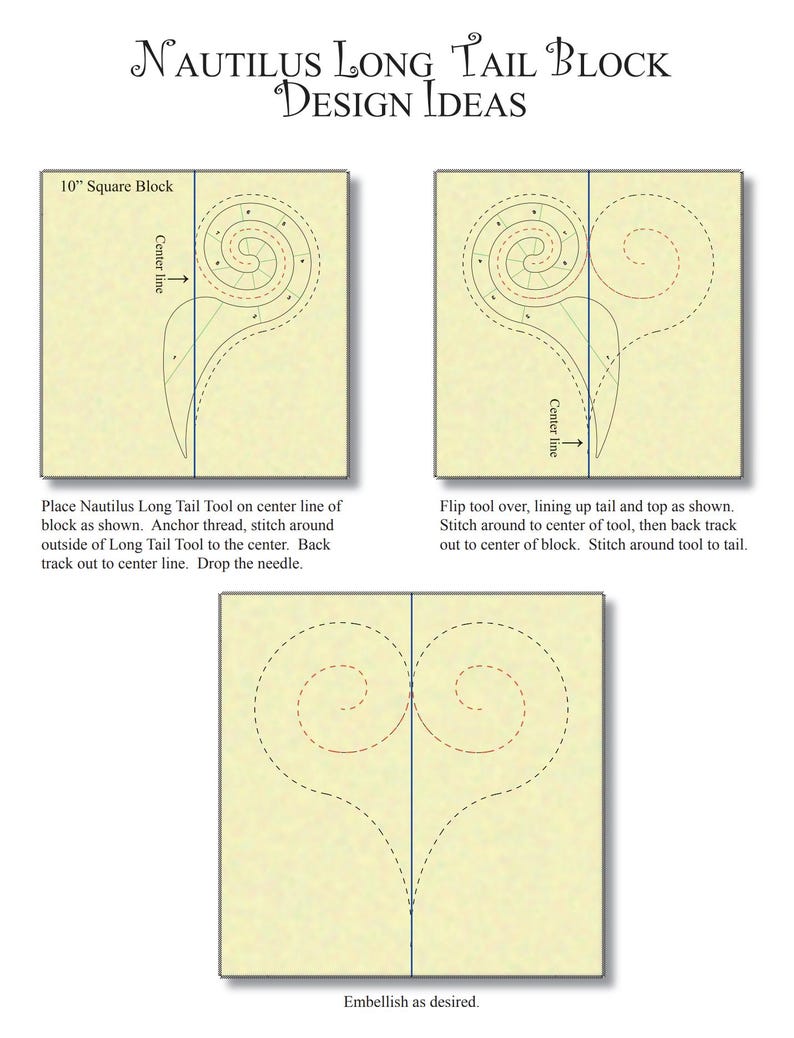 Nautilus Long Tail Quilting Template: Spiral Vine Border Tool - Etsy