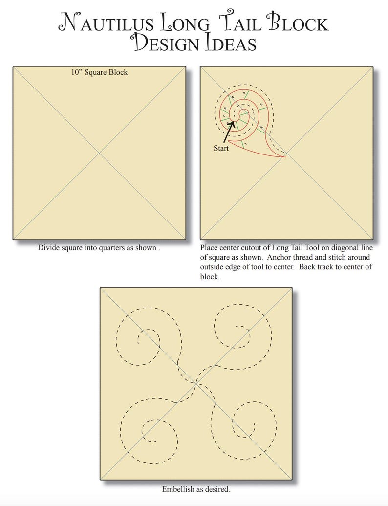 Nautilus Long Tail Quilting Template: Spiral Vine Border Tool - Etsy