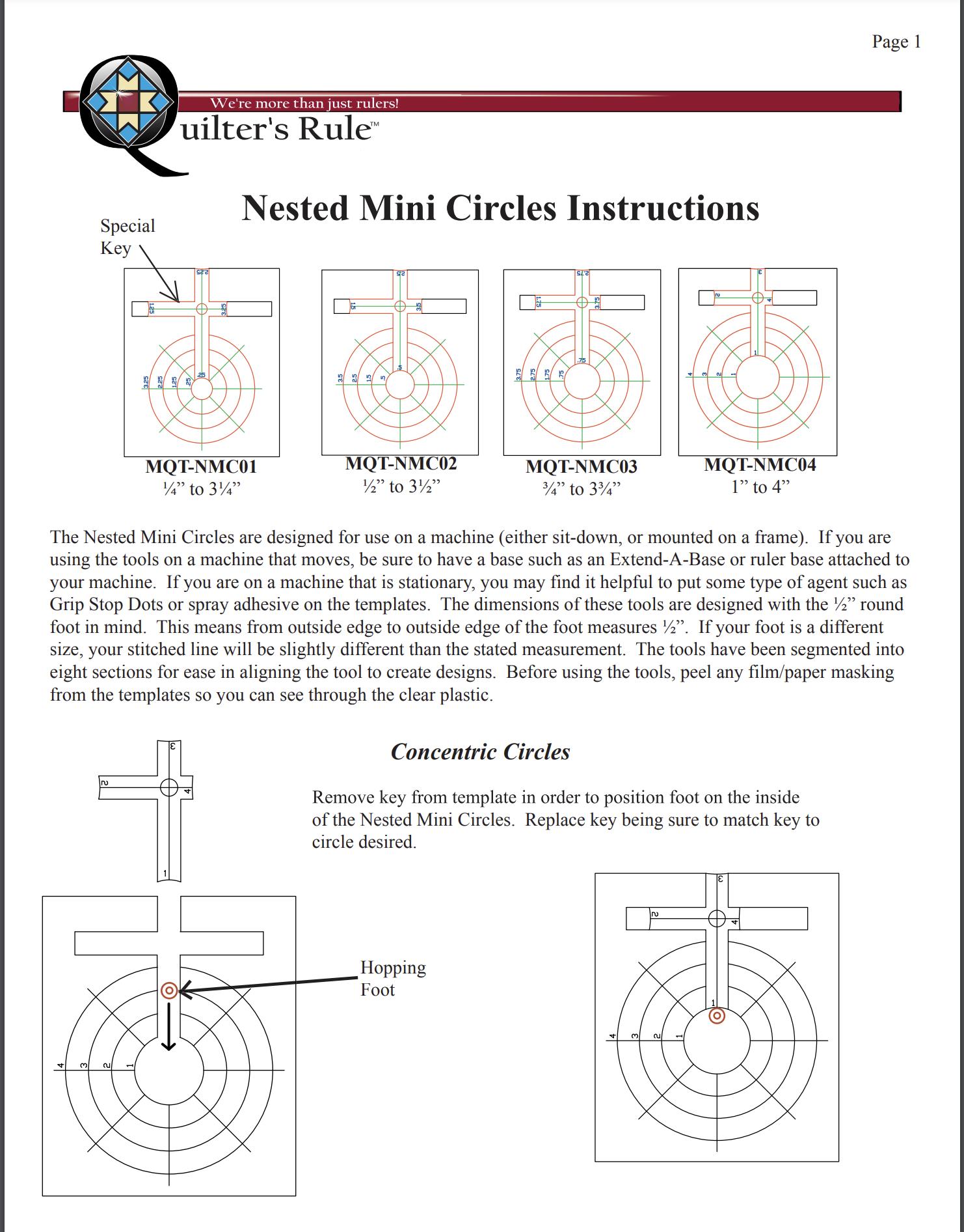 Nested Mini Circles Quilting Template | Quilting Ruler | Rulerwork - Etsy