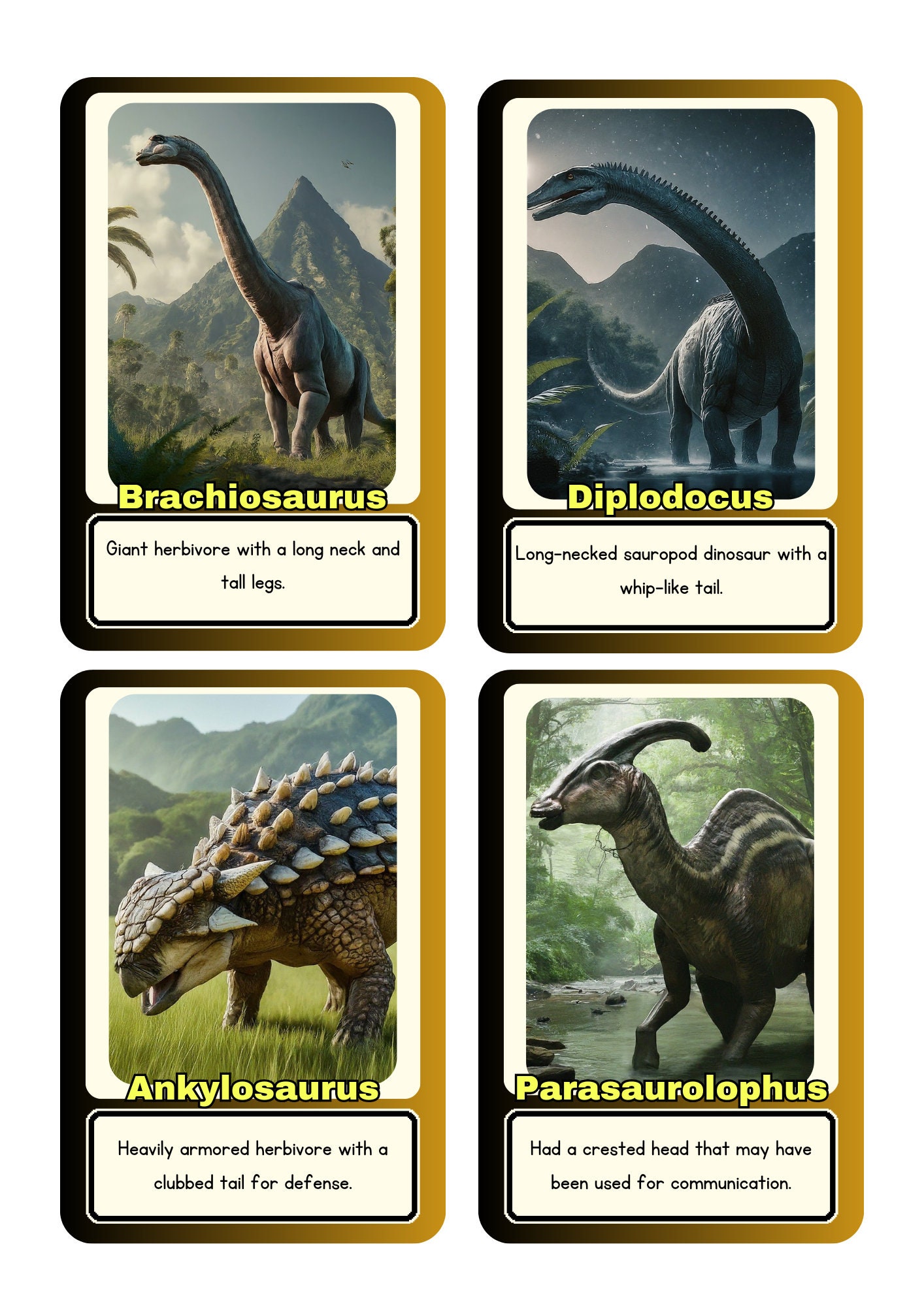 Jurassic World Pdf Printable Flashcards, 12 Dinosaurs - Etsy