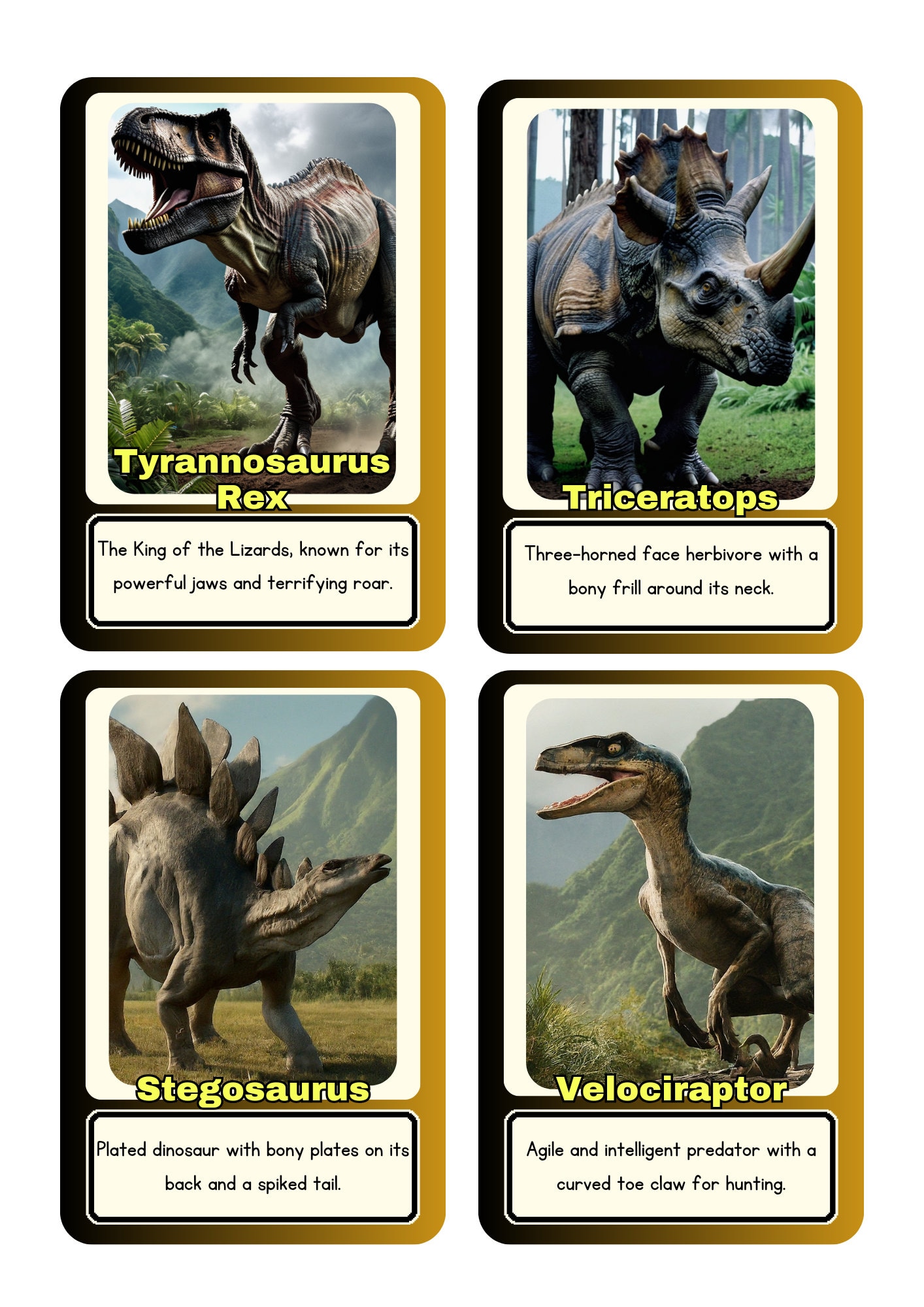 Jurassic World Pdf Printable Flashcards, 12 Dinosaurs - Etsy