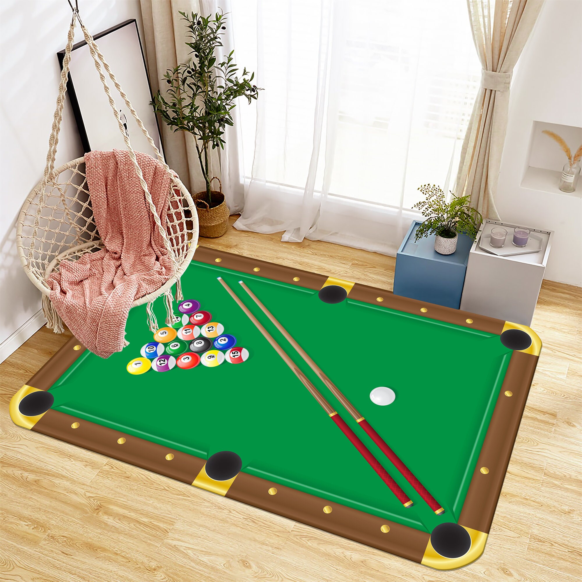 Billiards Table Rug,billiards Rug,game Rug,custom Rug,billiard Balls ...