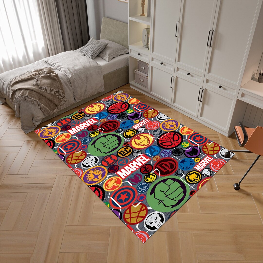 Movie Rug, Super Hero Logos Rug, Fantastic Rug, Movie Decor,colorful ...