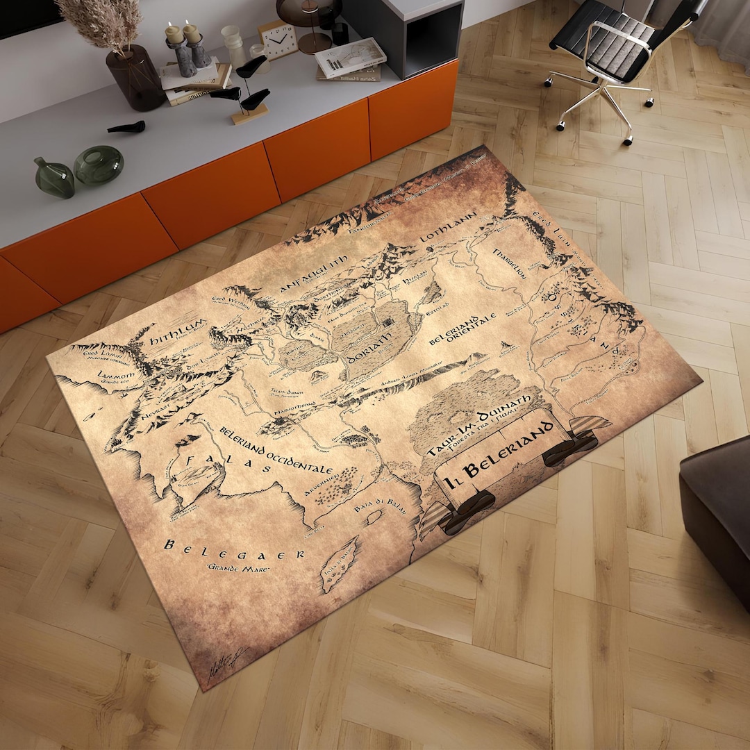 Map Decor, Map Rug, Beleriand Map, LOTR Map Rug, Living Room Rug, Young ...