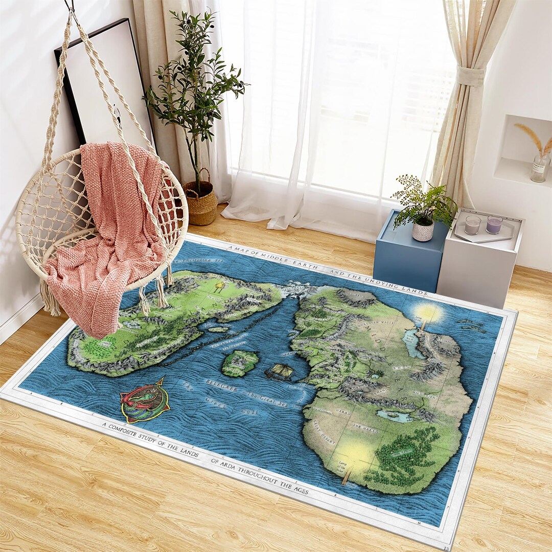 A Map of Middle Earth Rug,funny Rug,map Rug,awesome Rug,unique Rug ...