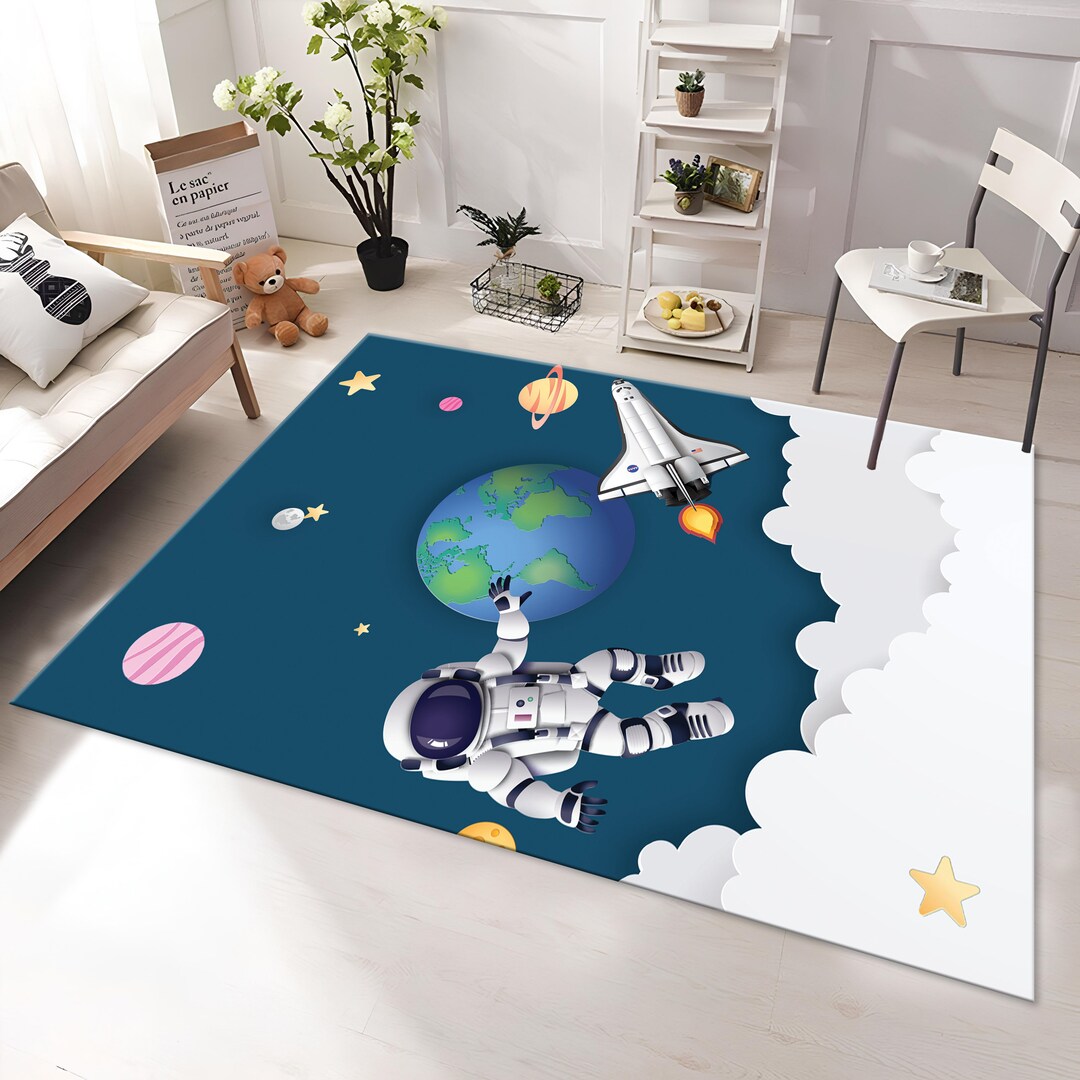 Space Rug, Soft Rug, Astronaut Rug, Cute Rug, Space Decor, Nursery Rug ...