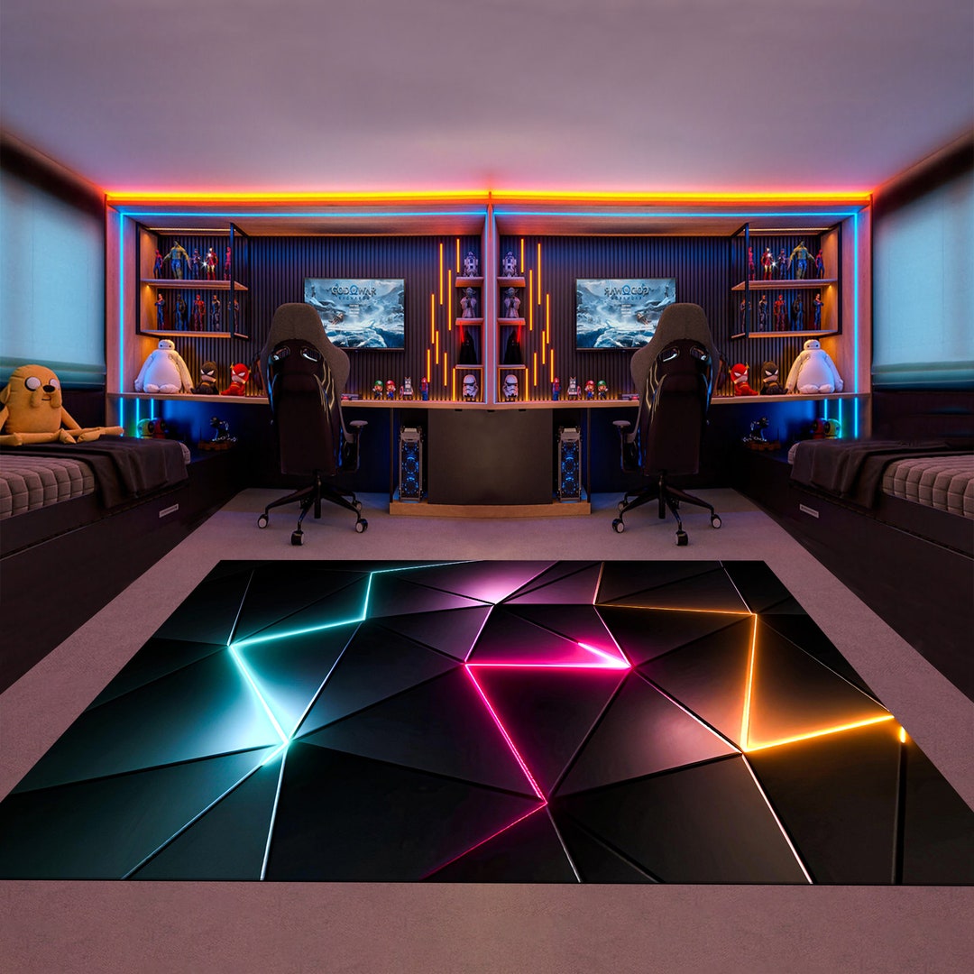 Gamer Rug,gaming Rug,game Rug,geometric Rug,colorful Rug,play Room Rug ...