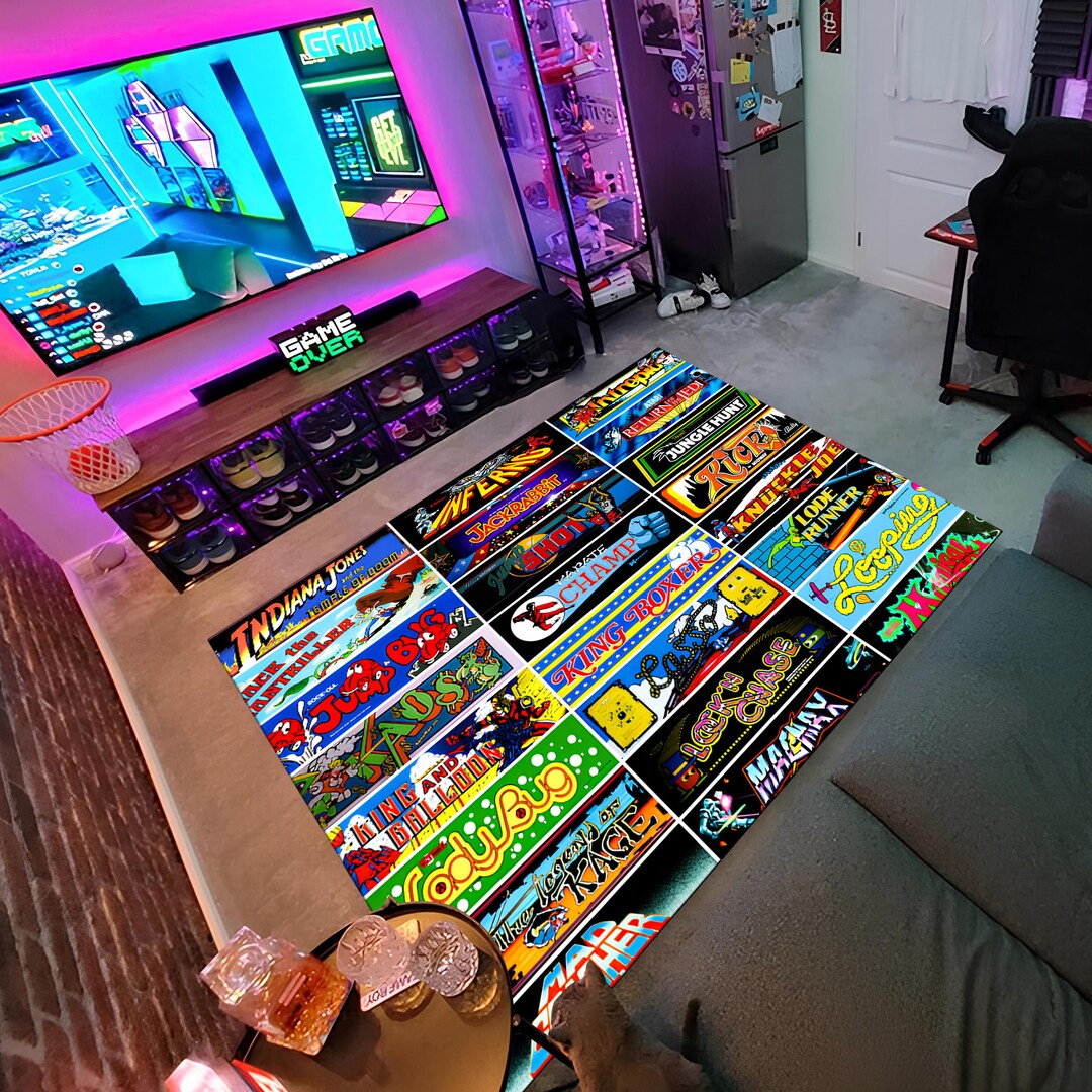 Gaming Rug, Gamer Rug, Retro Games Rug,video Game Rug,colorful Rug,game ...