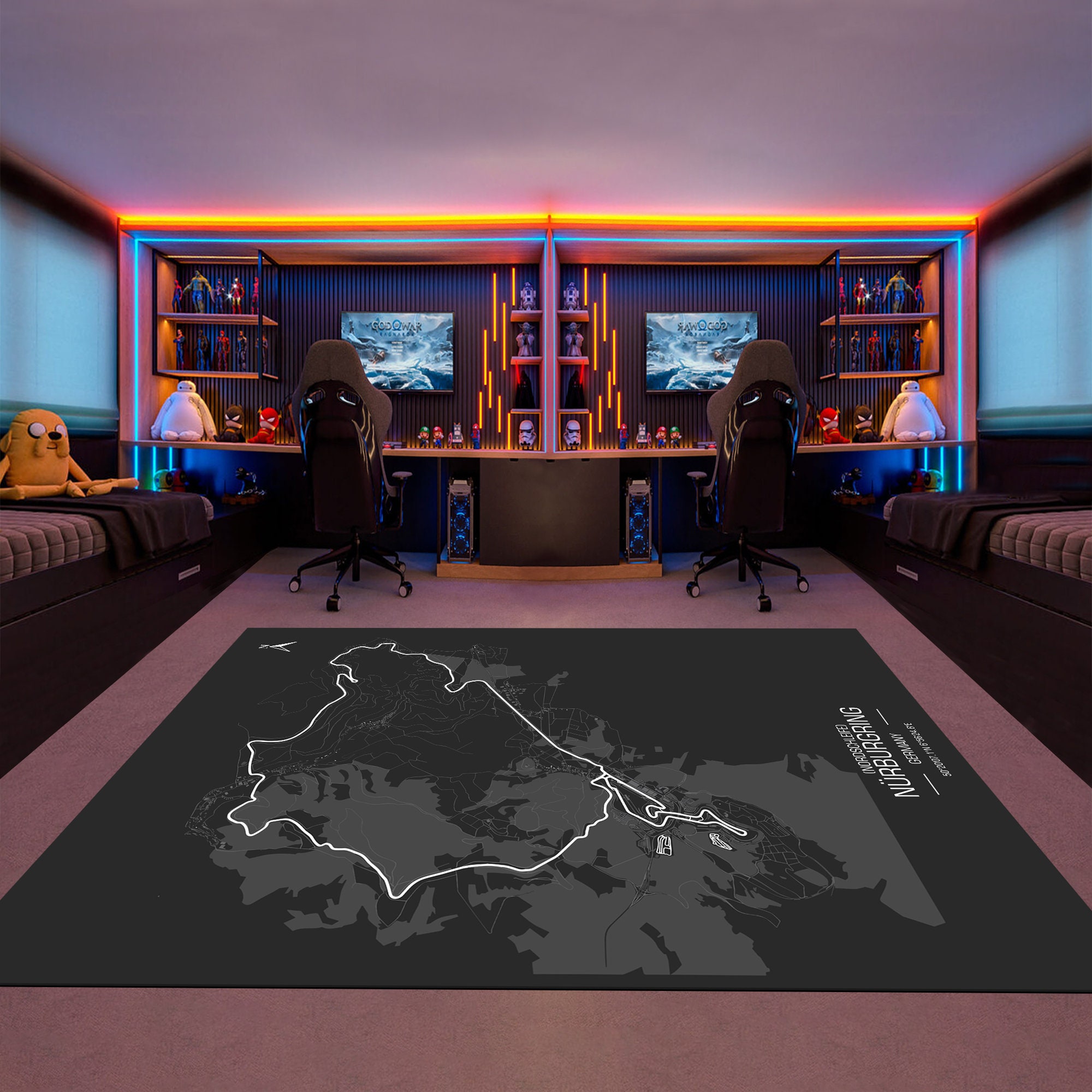 Race Map Rug, Racing Game Map, Game Rug,car Racing Map,game Room Rug ...