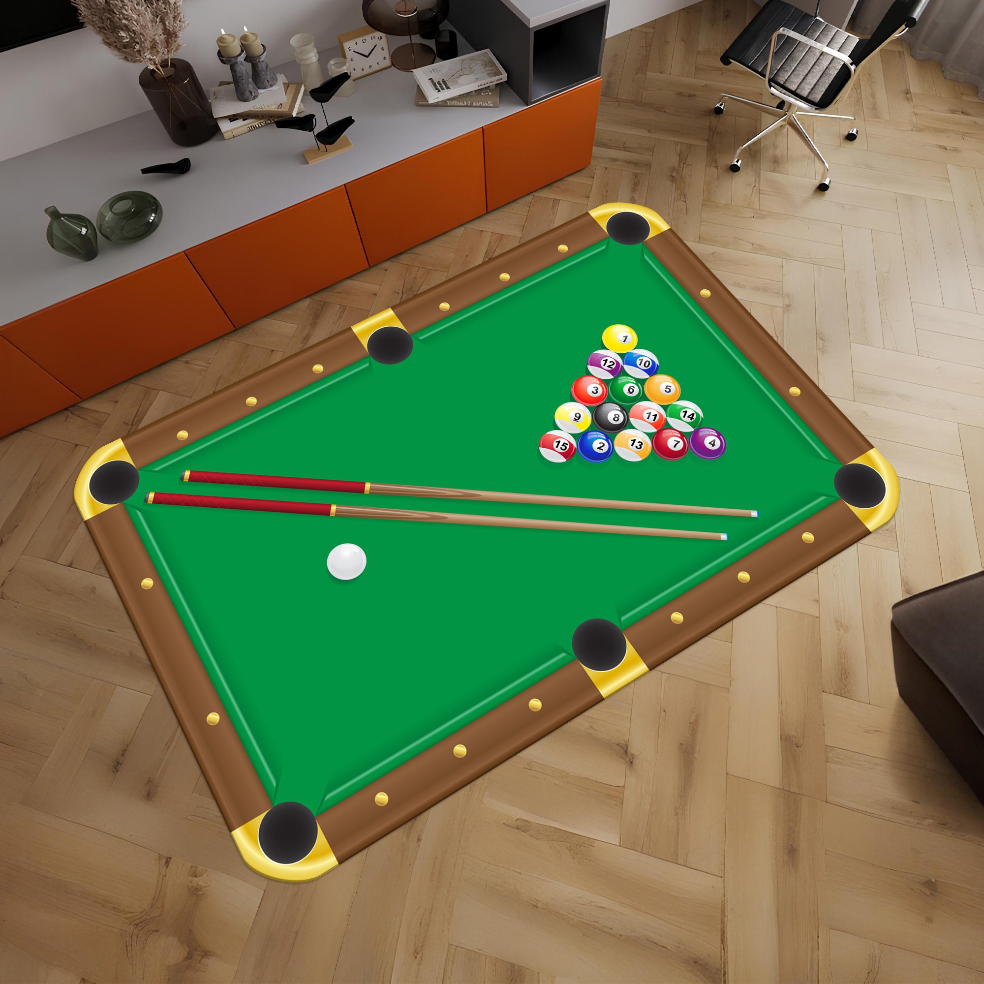 Billiards Table Rug,billiards Rug,game Rug,custom Rug,billiard Balls ...