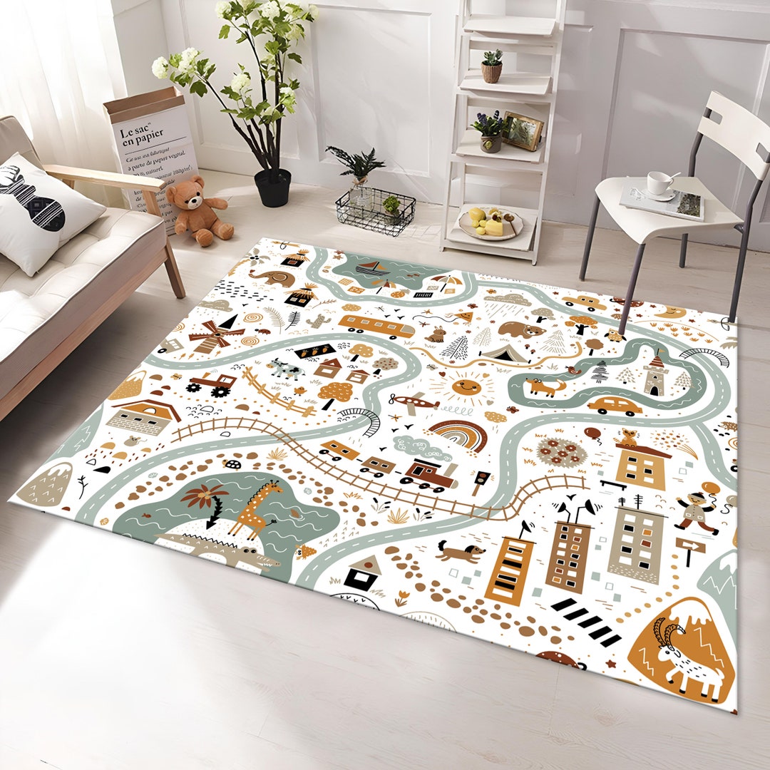 Play Rug,city Map Rug,play Decor,fun Rug,kids Rug,nursery Decor,gift ...
