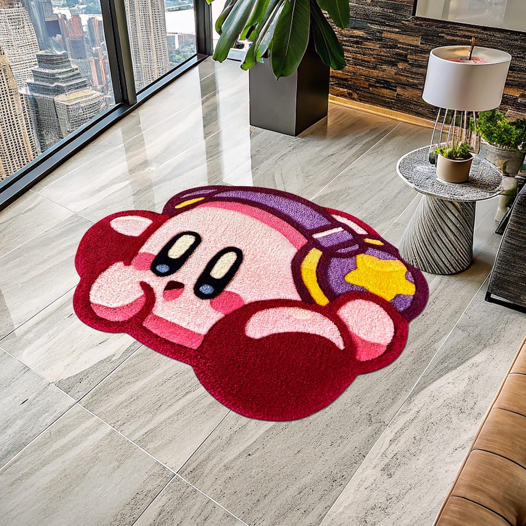 Kirby Rug, Cute Rug, Gift for Daughter, Video Game Characters, Kirby ...