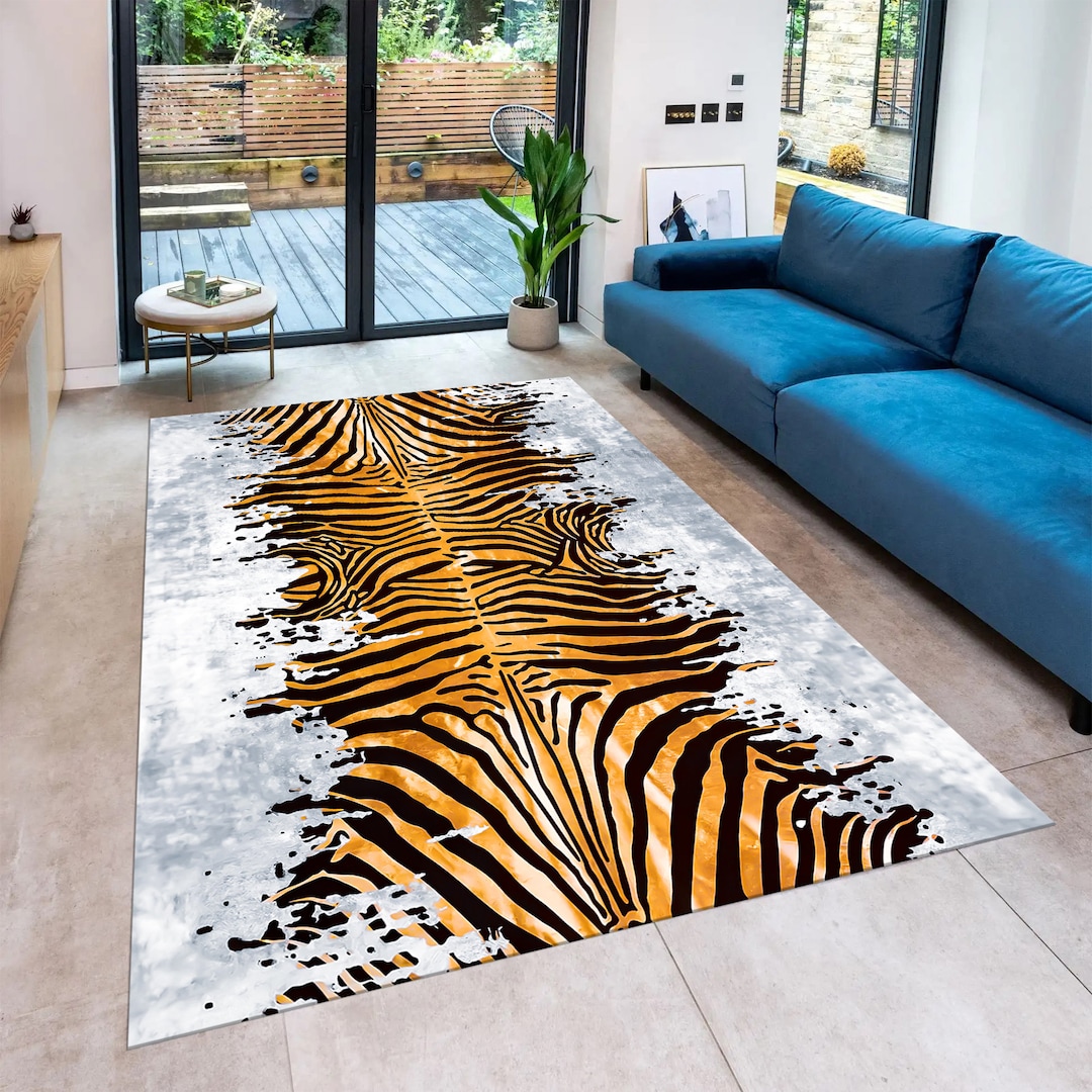Colorful Rug, Zebra Pattern Rug, Modern Rug, Aesthetic Rug, Animal ...