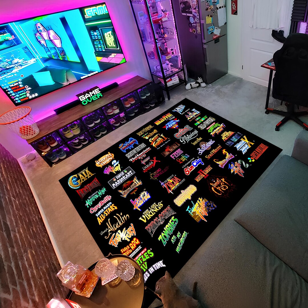 Retro Games Rug, Video Games Rug,gaming Rug,gamer Rug,colorful Rug,game ...