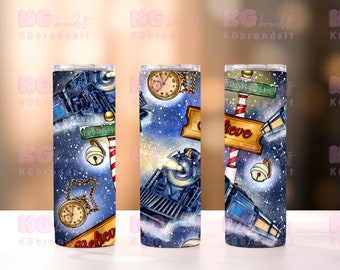 Polar Express 20oz Sublimation Tumbler Design PNG Full Wrap Straight ...