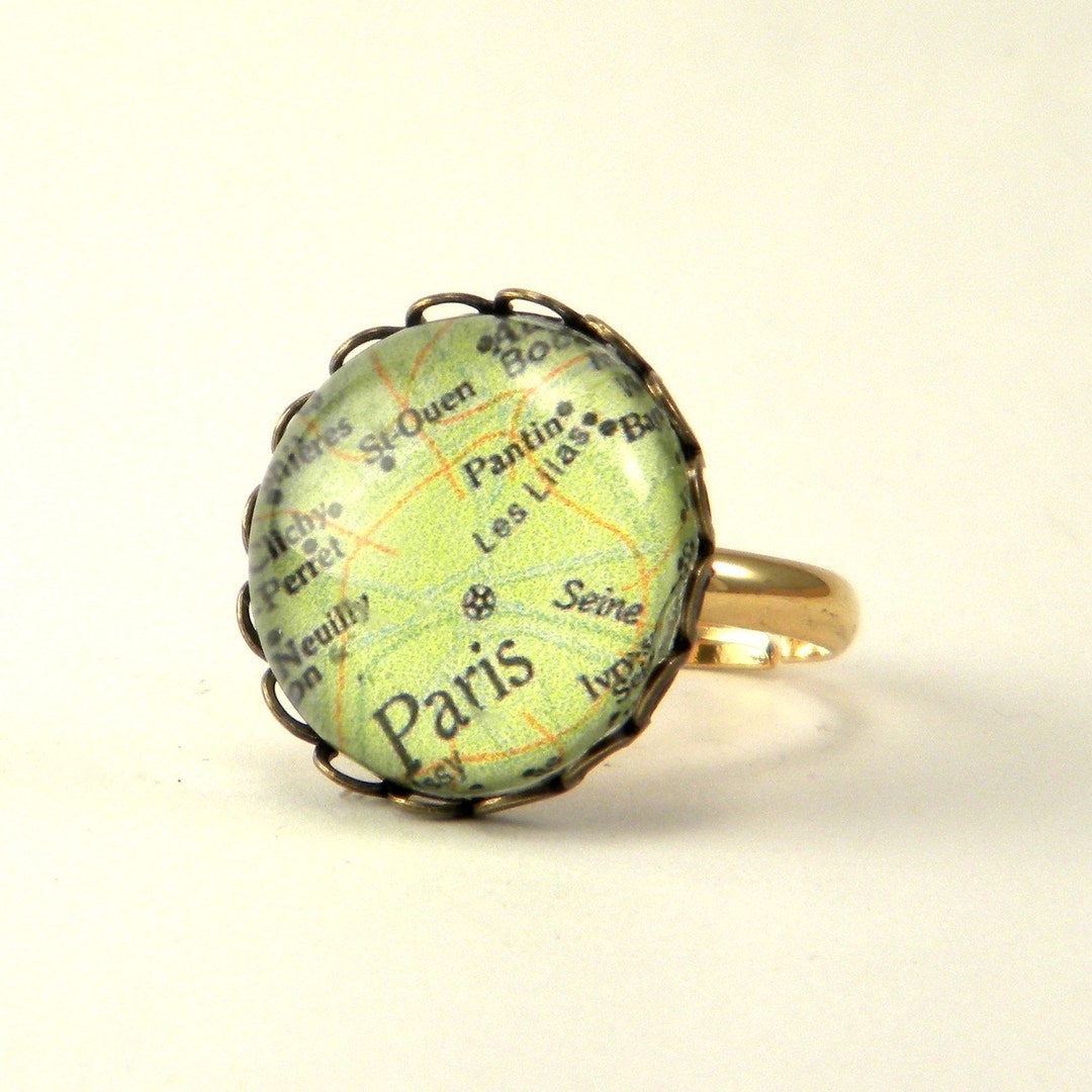 I Love Paris Map Round Ring - Etsy