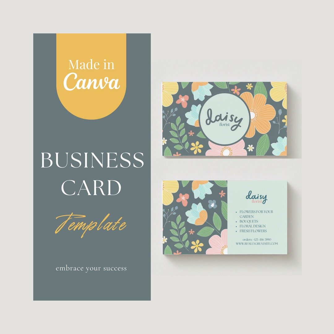 Floral Business Card Template Customizable Canva Design for Florists ...