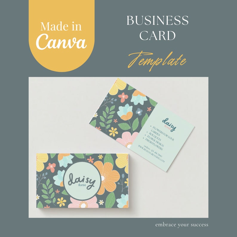 Floral Business Card Template Customizable Canva Design for Florists ...