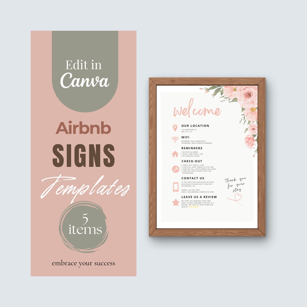 Editable Canva Template: 5 Essential Signs for Short-term Rentals ...