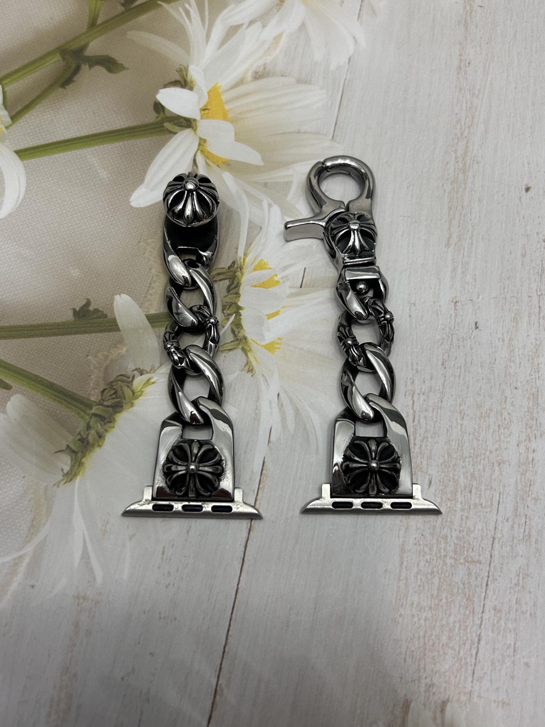 Chrome Hearts Style Apple Watch,vintage Watch Strap,leather Cross Watch ...