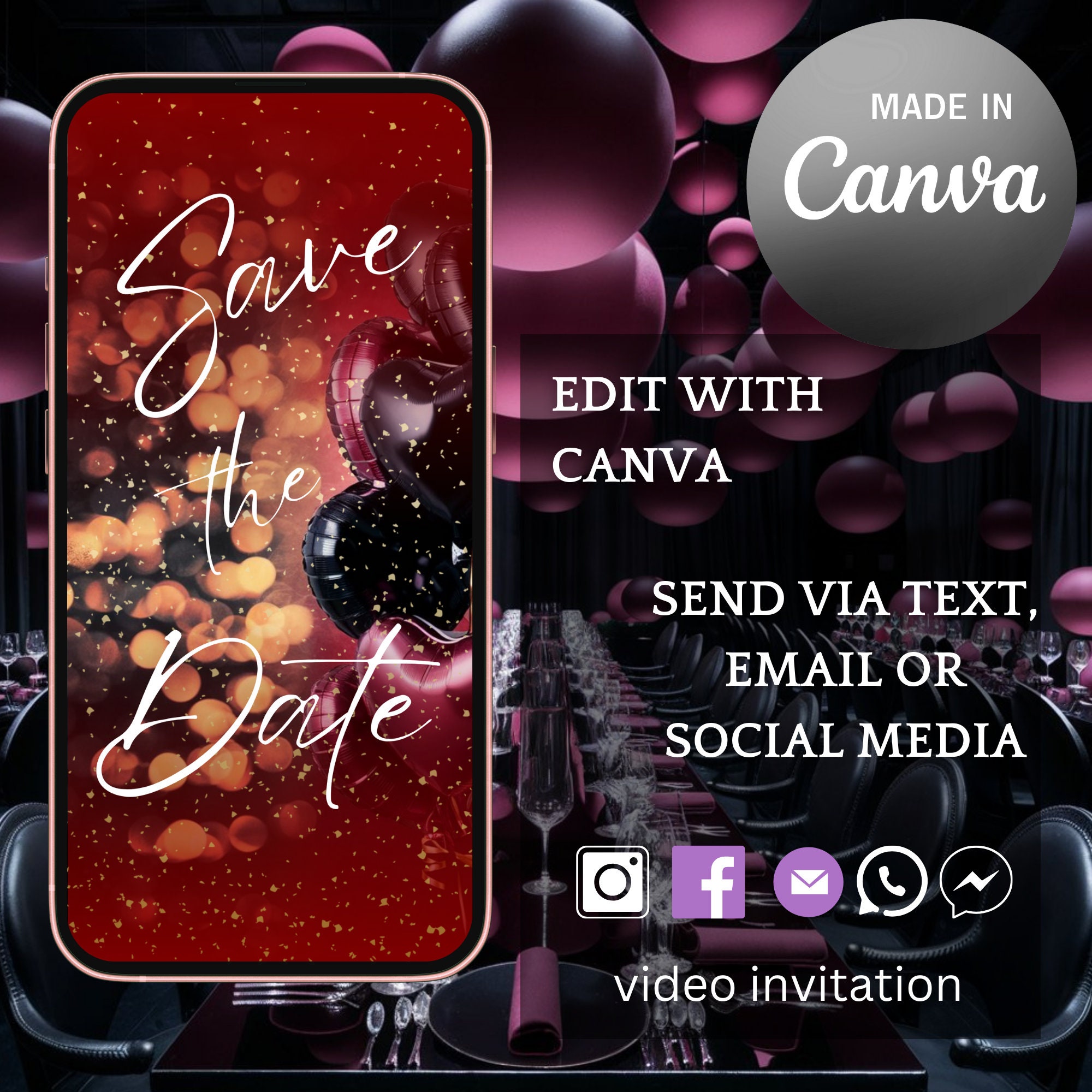 Maroon Color Graduation Invitation Templates, Maroon Grad Party Digital ...