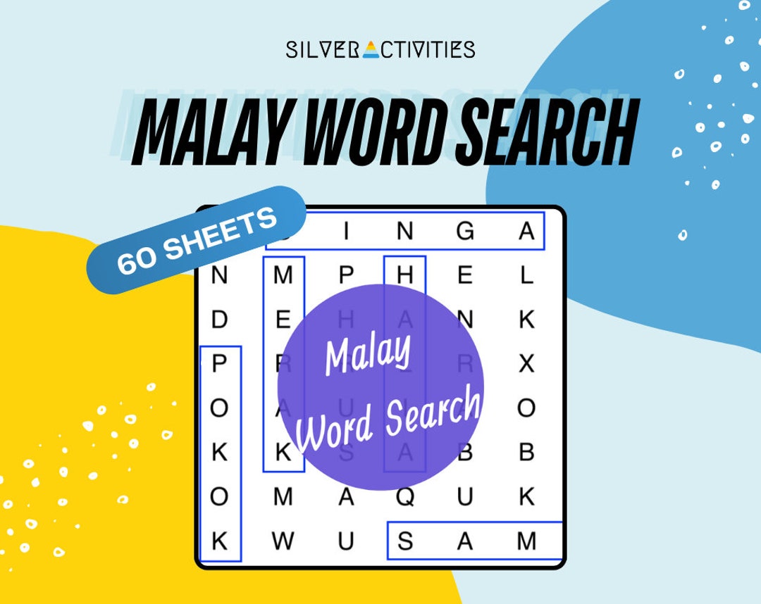 Malay Word Search - Printable Worksheets for the Elderly - Etsy