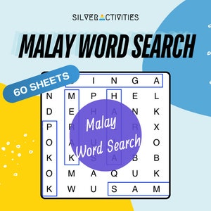 Malay Word Search - Printable Worksheets for the Elderly - Etsy