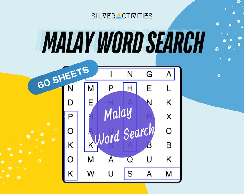 Malay Word Search - Printable Worksheets for the Elderly - Etsy